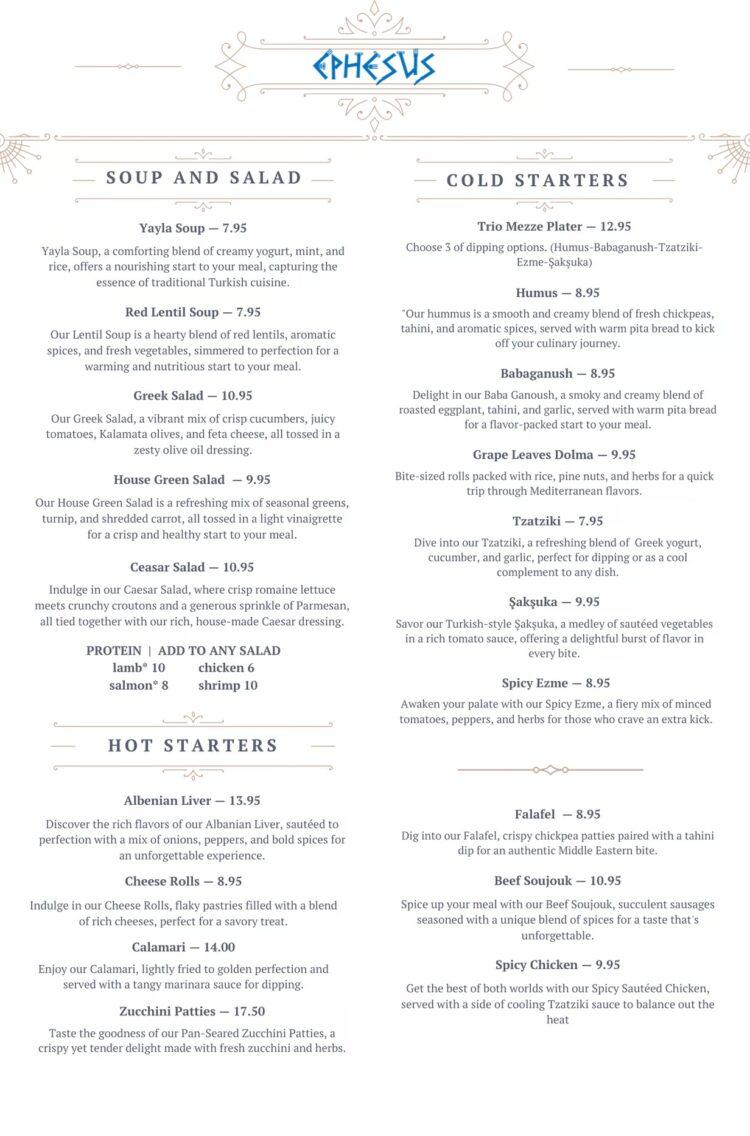 First look at menu for new Ephesus Cafe in Ashburn - The Burn