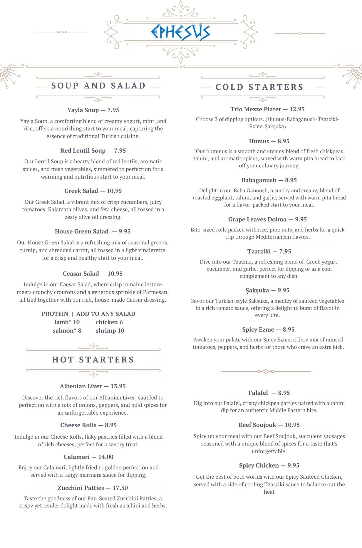 First look at menu for new Ephesus Cafe in Ashburn